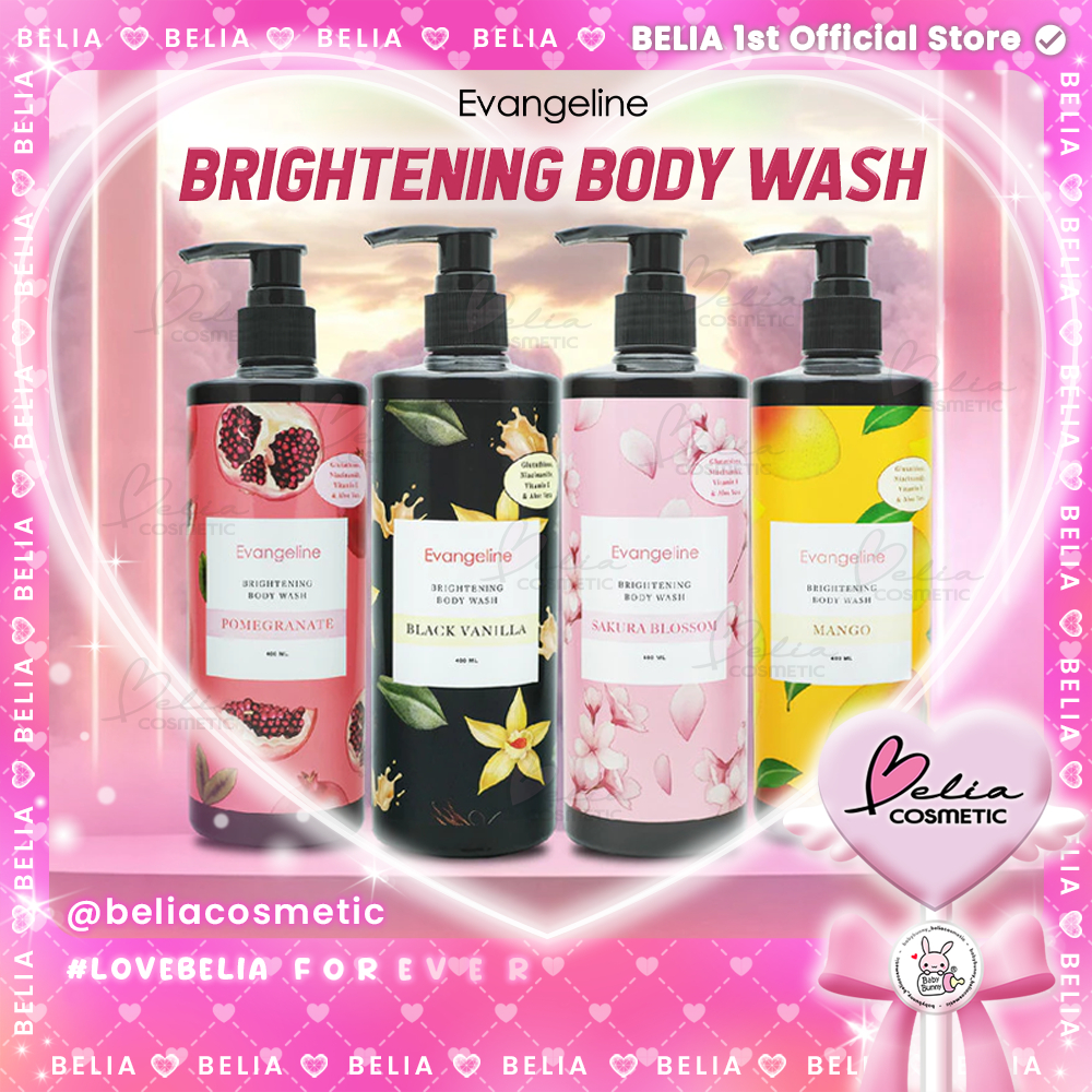 Jual BELIA EVANGELINE Brightening Body Wash 400ml PUMP | Sabun Mandi | Sakura | Pomegranate ...