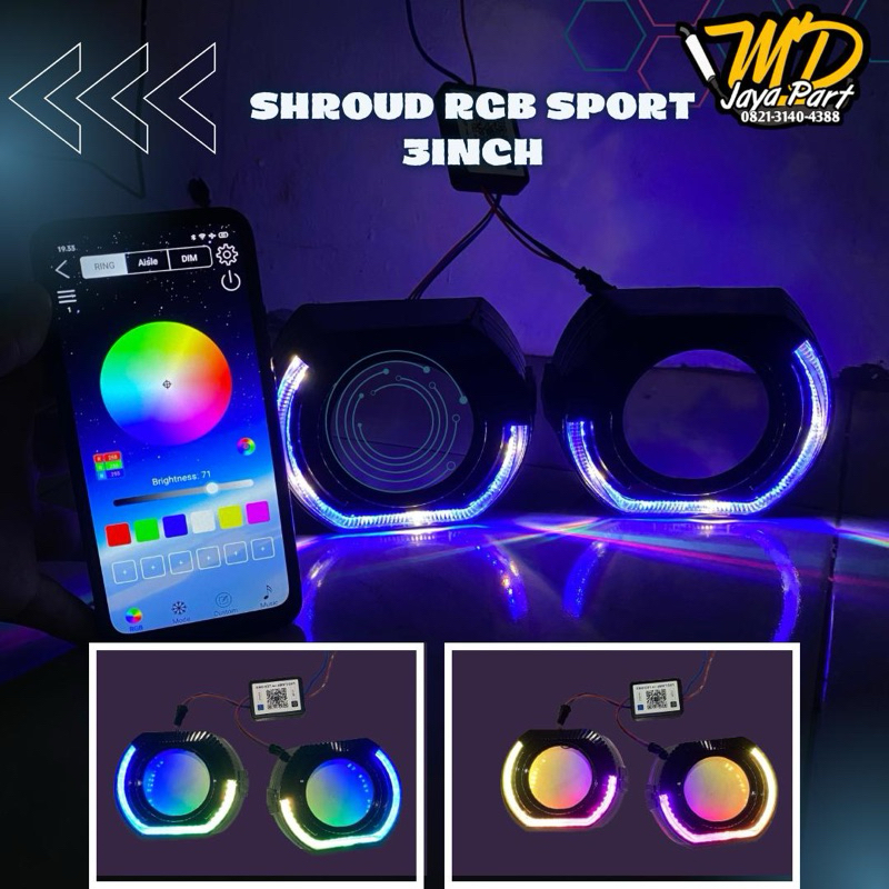 Jual Shroud Projector Biled BMW Sport RGB Bluetooth 210 Mode 3 Inch ...