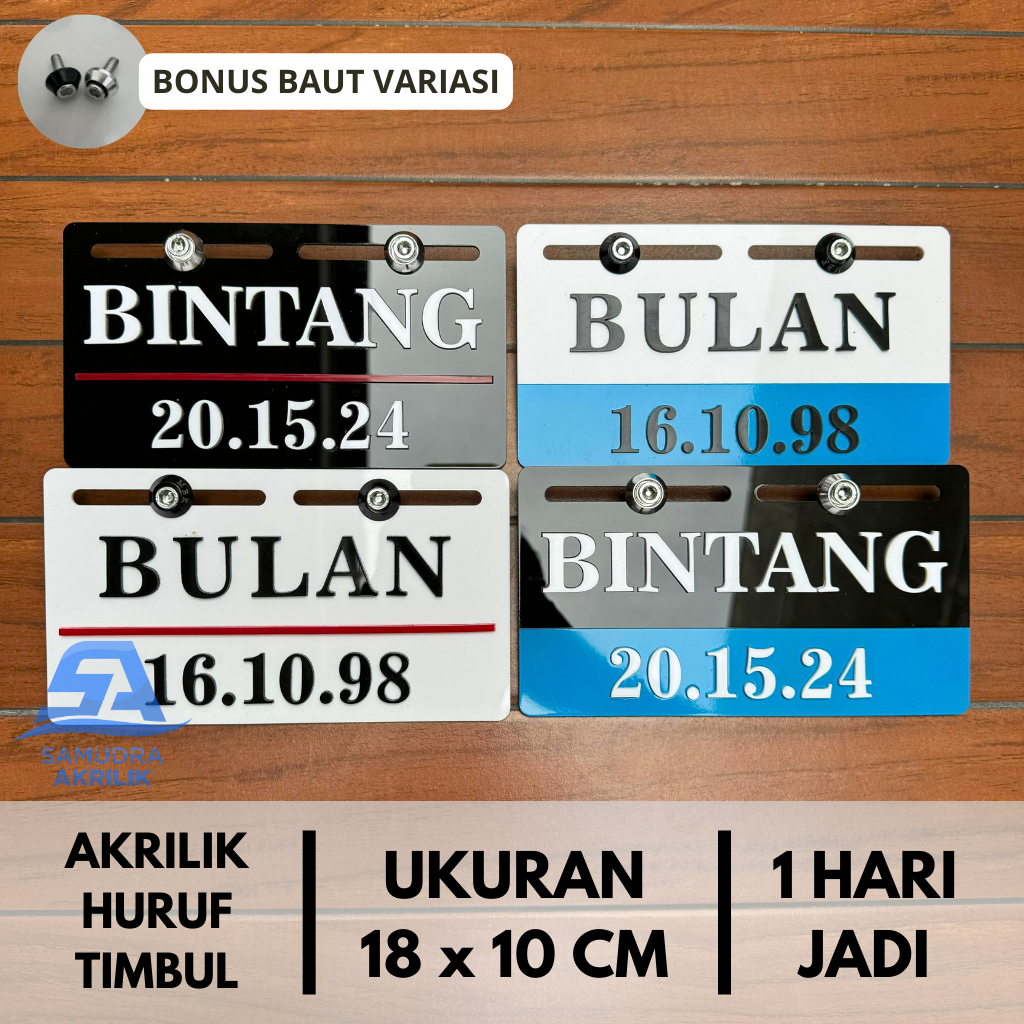 Jual Plat Nomor Sepeda Listrik Custom Nama Akrilik Timbul Variasi ...