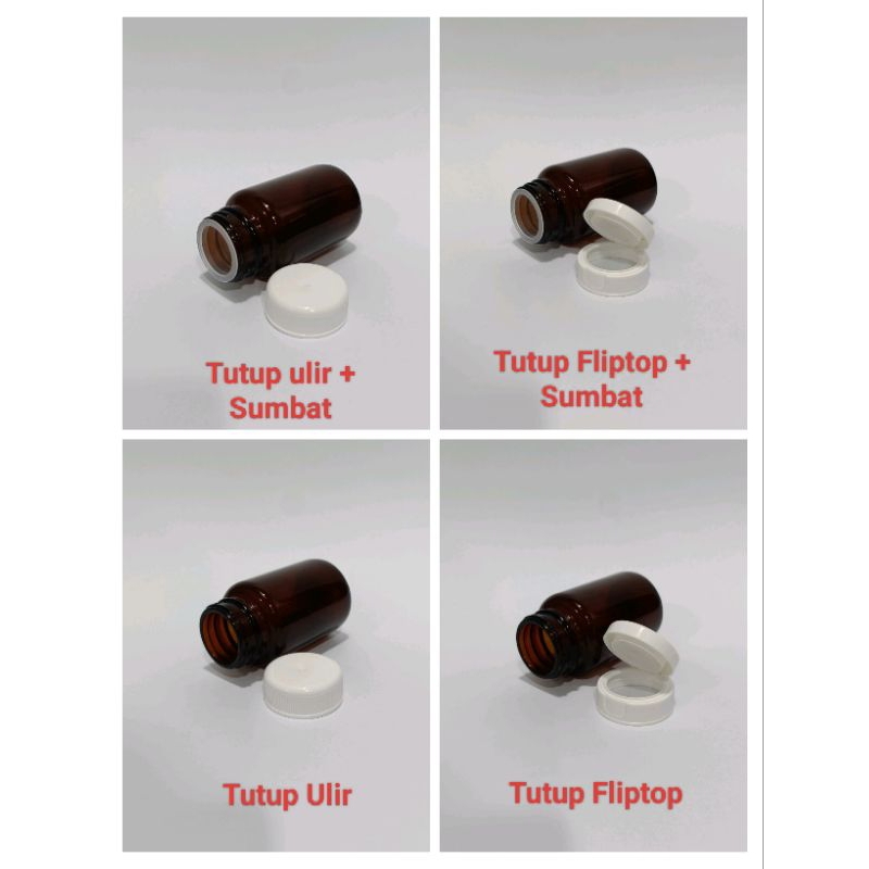 Jual Botol kaca 100ml amber Tutup Flip Top / botol kapsul HERBAL ...