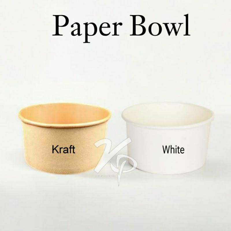 Jual Paper Bowl Kraft & Putih 360ML, 500ML, 650ML, 800ML ( 25pcs Tanpa ...