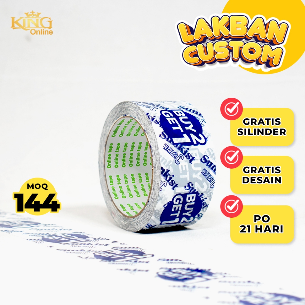 Jual Cetak Lakban Custom Printing Blok 1 Warna 48mm 100 YARD / Brand ...