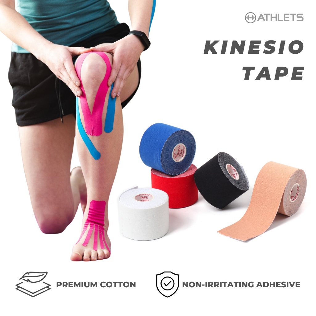 Jual ATHLETS Kinesio Tape Plester Otot Muscle Tapping Kinesiology | Shopee Indonesia
