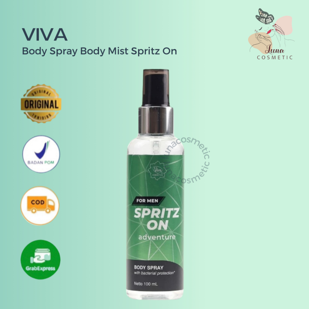 Jual Viva Body Spray Spritz On For Men with Antibacterial Active ...