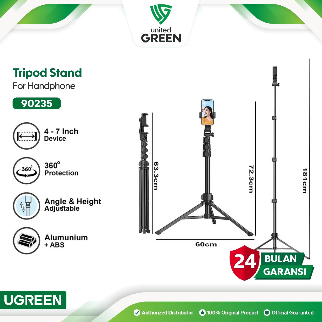 Jual UGREEN Tripod HP Stand 170cm Untuk Live Selfie Vlog Tripod 3 in 1 ...