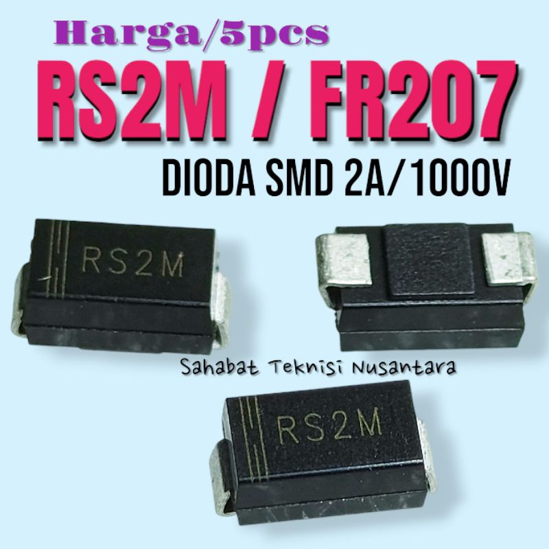 Jual @5pcs Dioda SMD RS2M / @5pcs Dioda FR207 SMD Dioda 2A/1000V ...