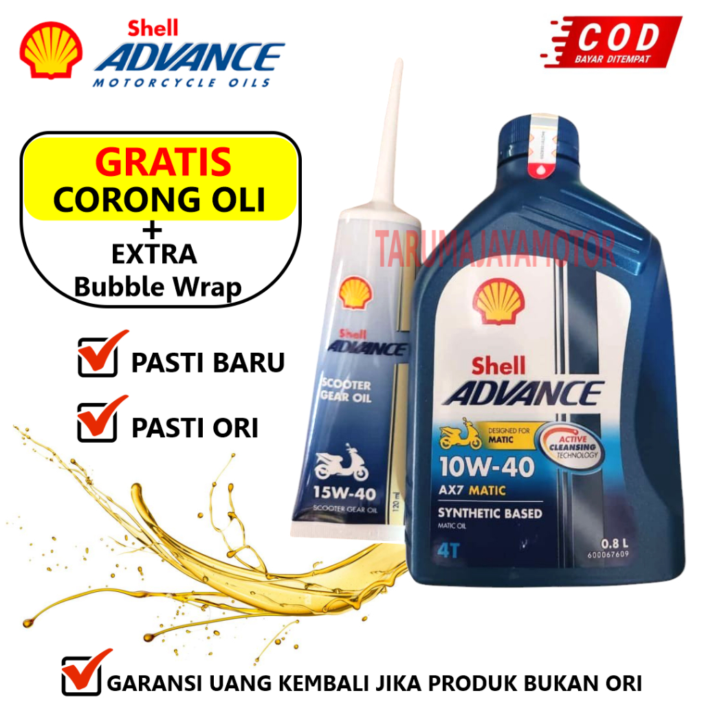 Jual Paket Oli Shell Advance AX7 Matic 10W40 800ml + Oil Gear Motor ...