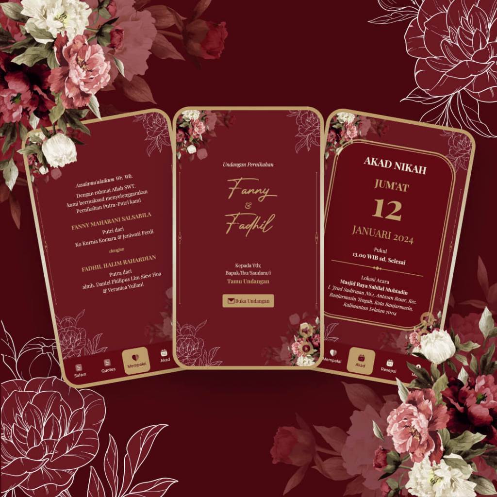 Jual Undangan Tema Merah 2 - Undangan Nikah Digital Website Custom Unik ...