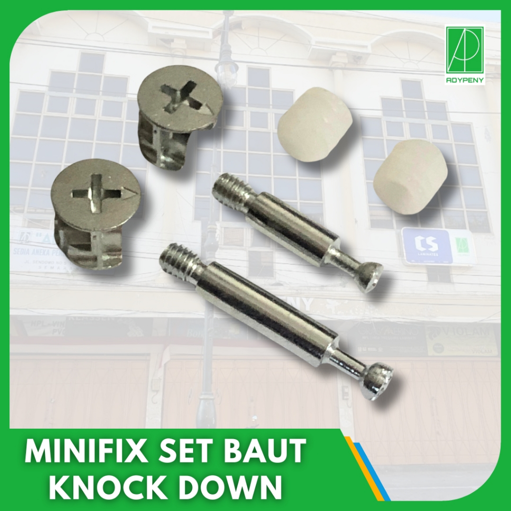 Jual Minifix Besi Knock Down Sambungan Kayu Furniture Casing + Baut Set ...
