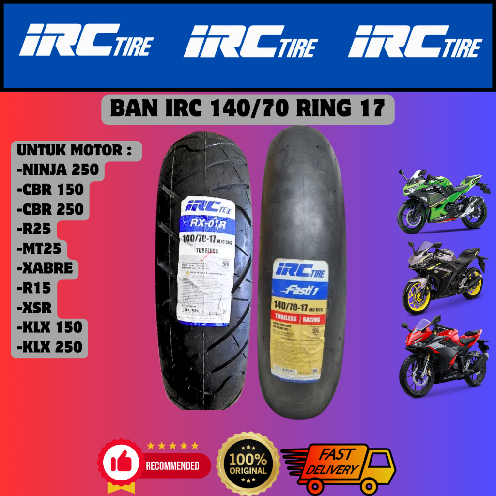 Jual Ban IRC 140/70 17 Fasti 1 Soft Compound , RX-01R Ban Belakang ...