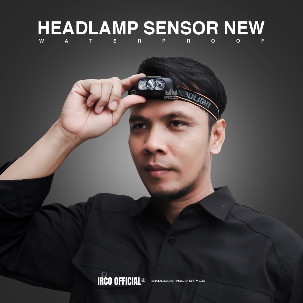 Jual IRCO Headlamp Outdoor Sensor Gerak Tangan Waterproof Charger Free ...