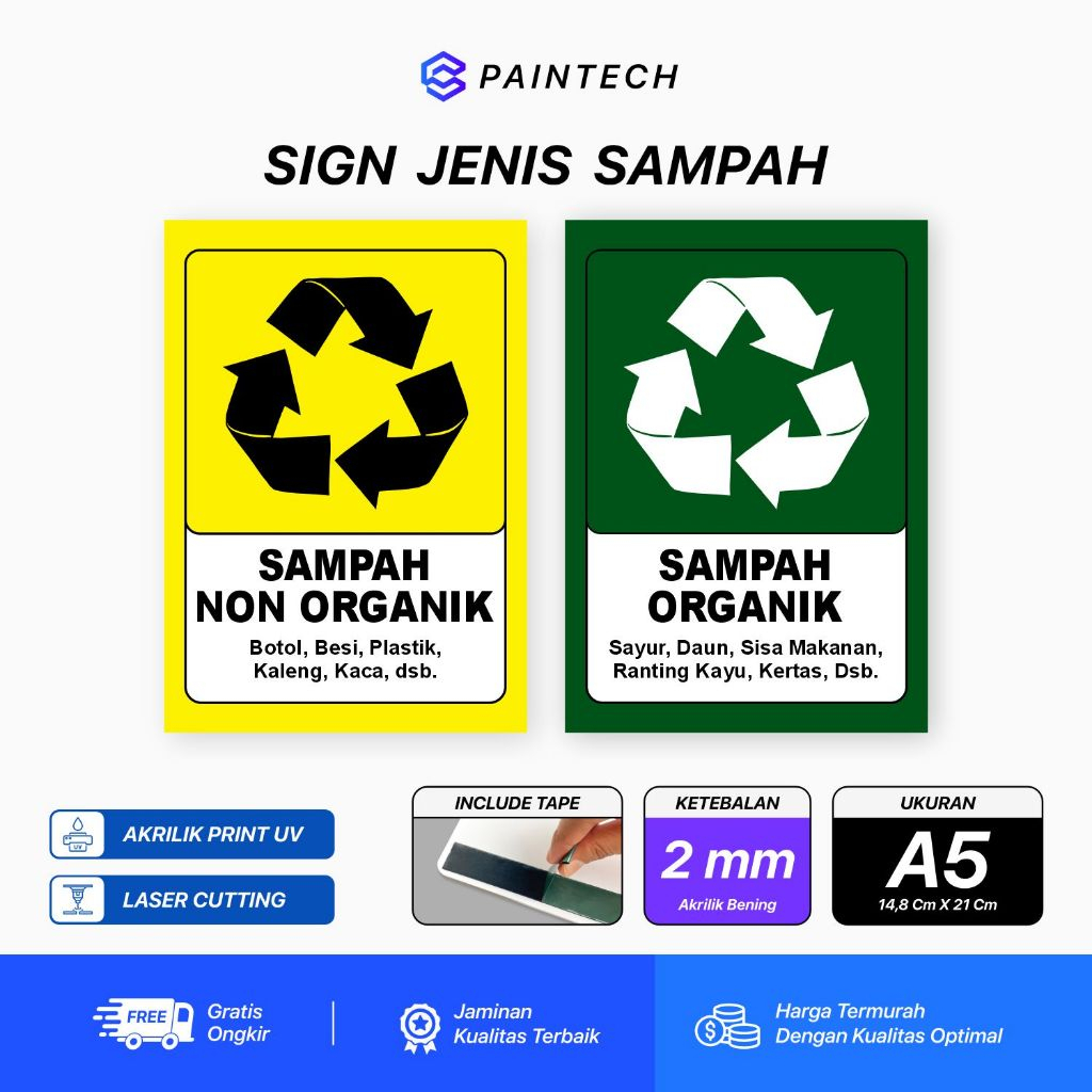 Jual SIGN AKRILIK PENANDA JENIS SAMPAH / SIGNBOARD A5 TANDA SAMPAH ...