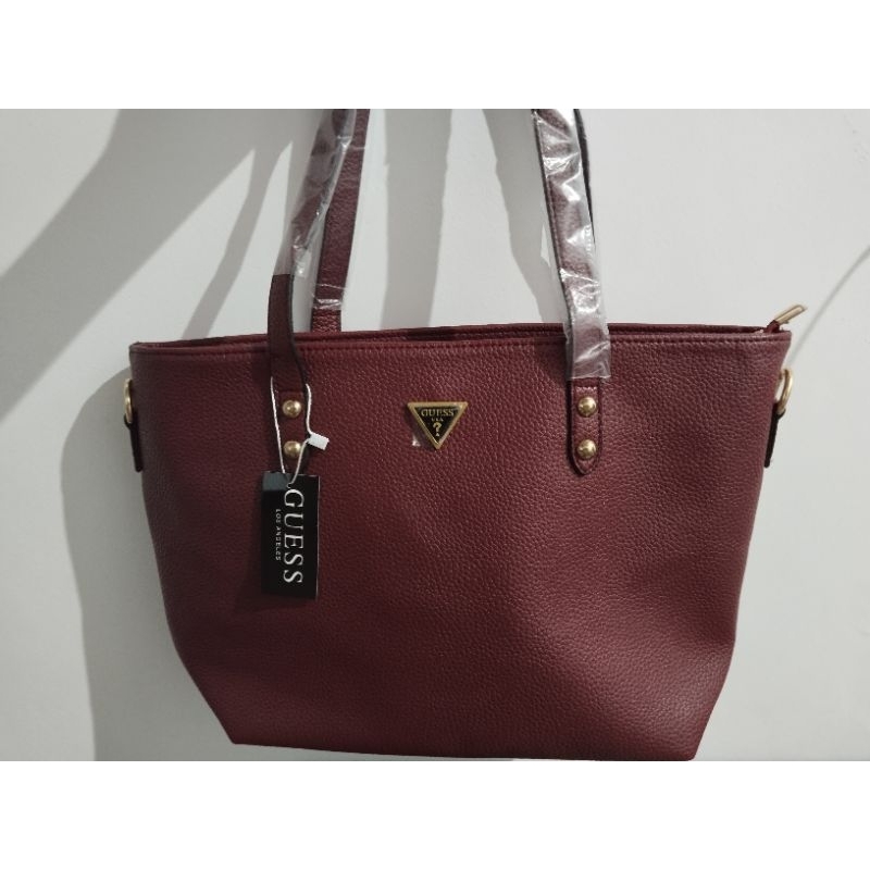 Jual Tas tote Guess Maroon | Shopee Indonesia