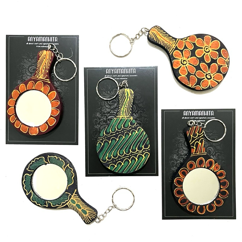 Jual Gantungan Kunci Cermin Gagang Batik kayu / Souvenir Oleh Oleh Khas Jogja Indonesia | Shopee ...