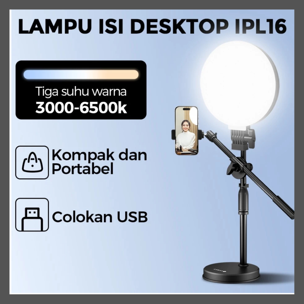 Jual Selfie Tripod Hp 2 M With Ringlight 16 Cm | Overhead Lampu Phone Konten Kreator Ring Light ...