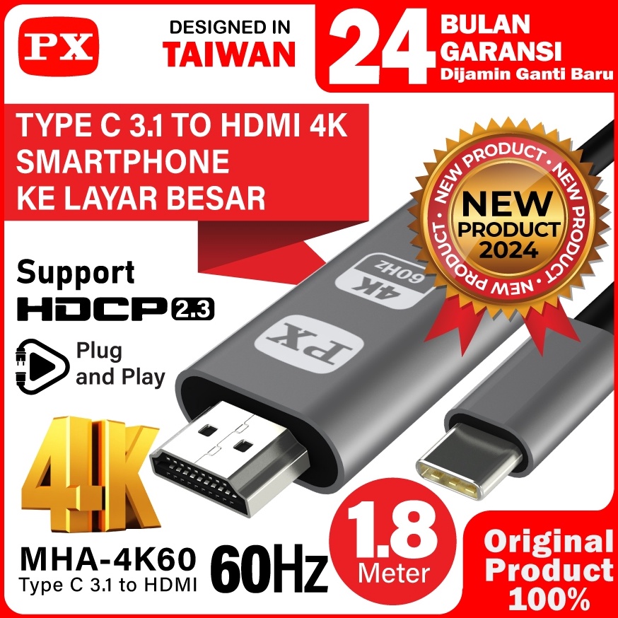Jual KODE S4K2 USB Type C 31 to HDMI Converter Kabel MHL HP ke TV 4K ...