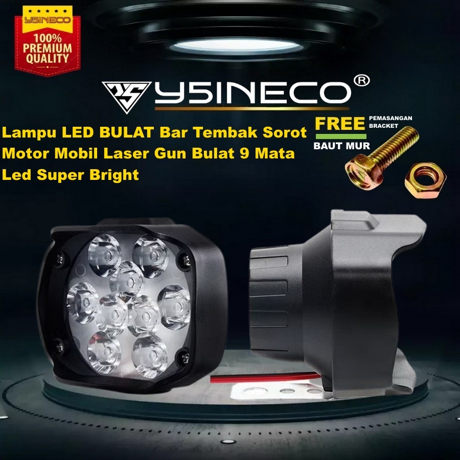 Jual Lampu LED BULAT Bar Tembak Sorot Motor Mobil Laser Gun Bulat 9 ...