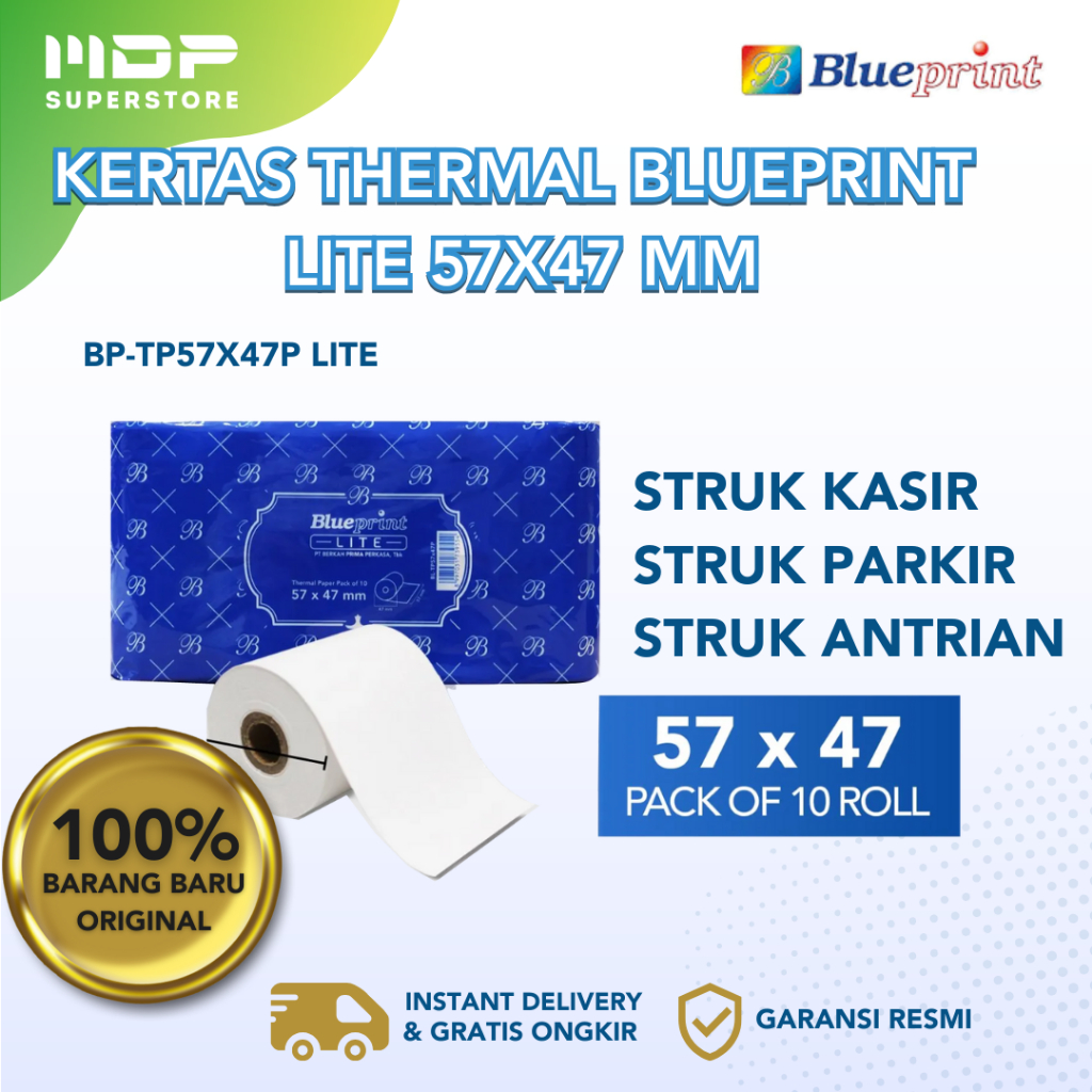 Jual KERTAS THERMAL BLUEPRINT PAPER ROLL BP-TP57X47P LITE | Shopee ...