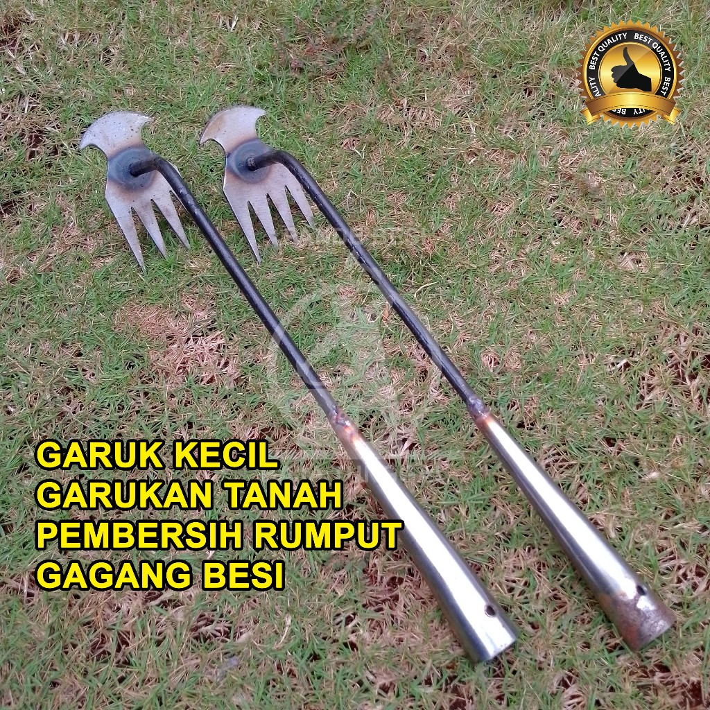 Jual Alat Pencabut Rumput Liar Gagang Besi / Sekop Berkebun Empat Garpu ...