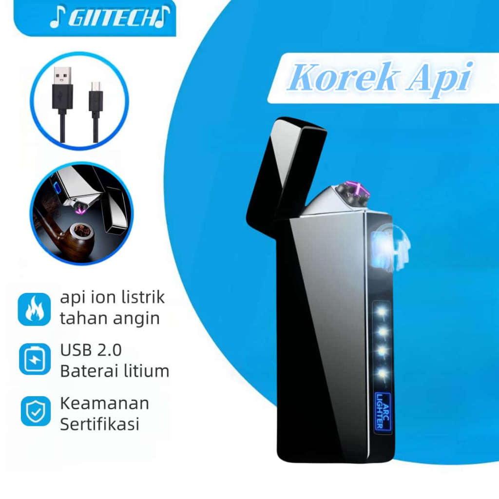 Jual ♪Korek api listrik Pemantik api elektronik desain tahan angin ...