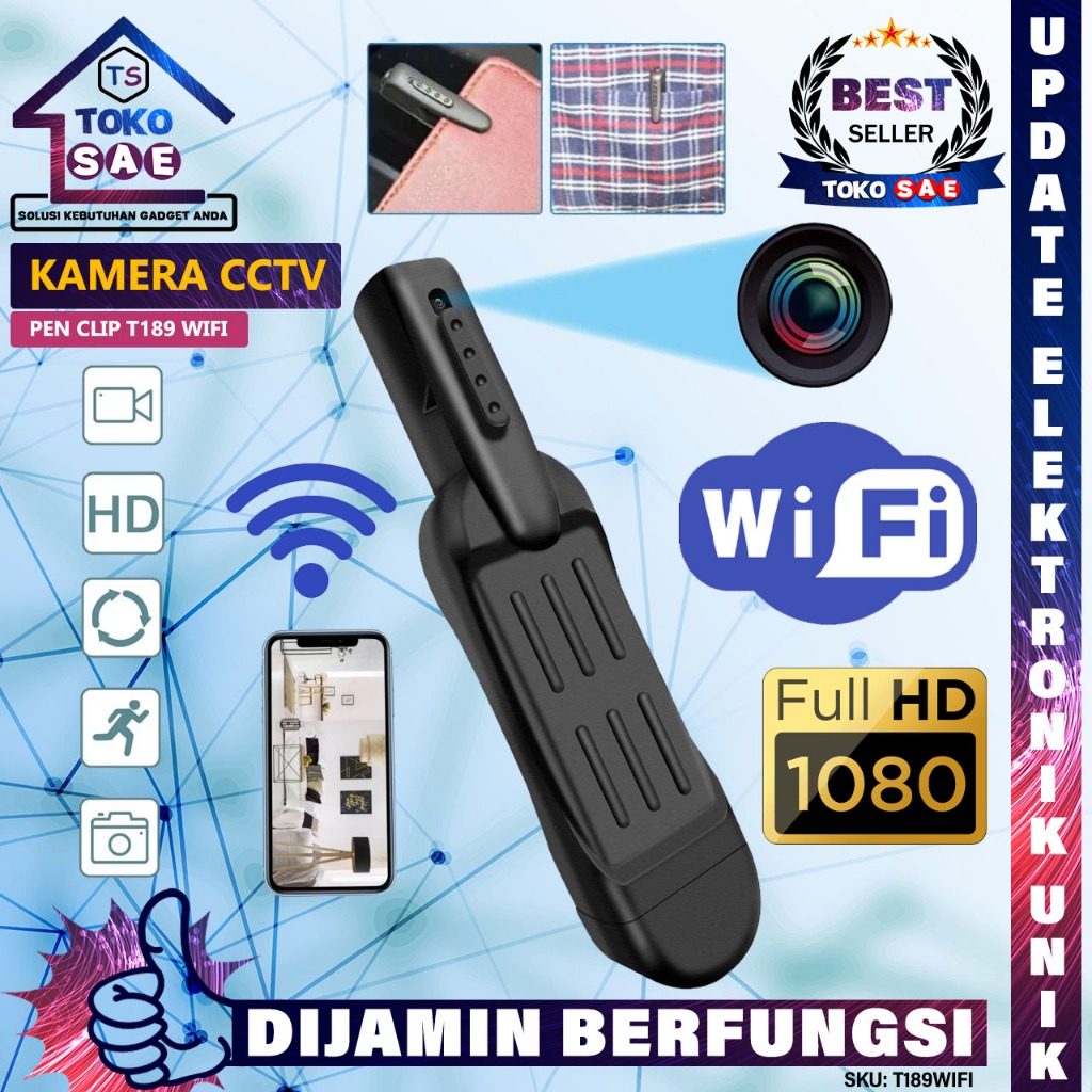 Jual T189 Mini Camera Pen Clip Saku Pocket HD 1080P WiFi dengan Perekam ...
