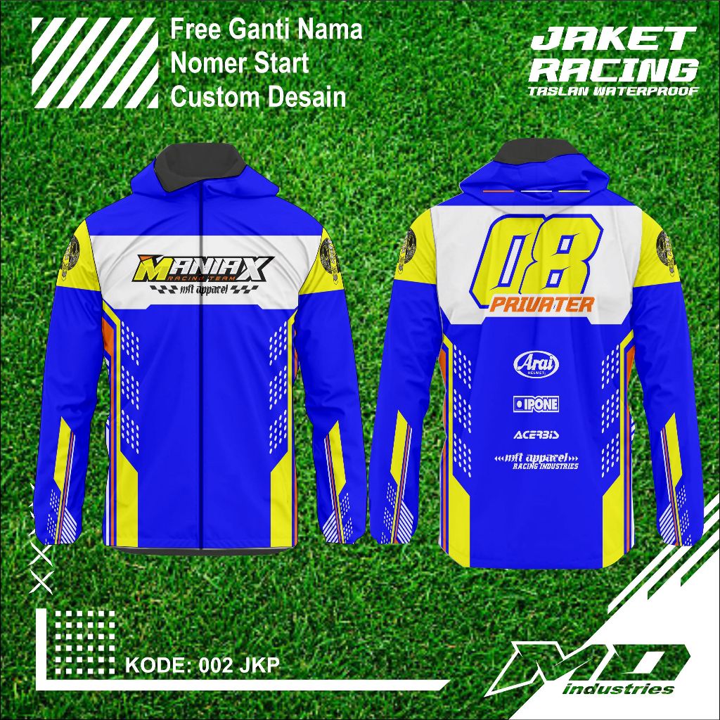 Jual Jaket Racing Custom Kaos Jaket Racing Parasut Bahan Taslan Waterproof Edit Nama & Nomor ...