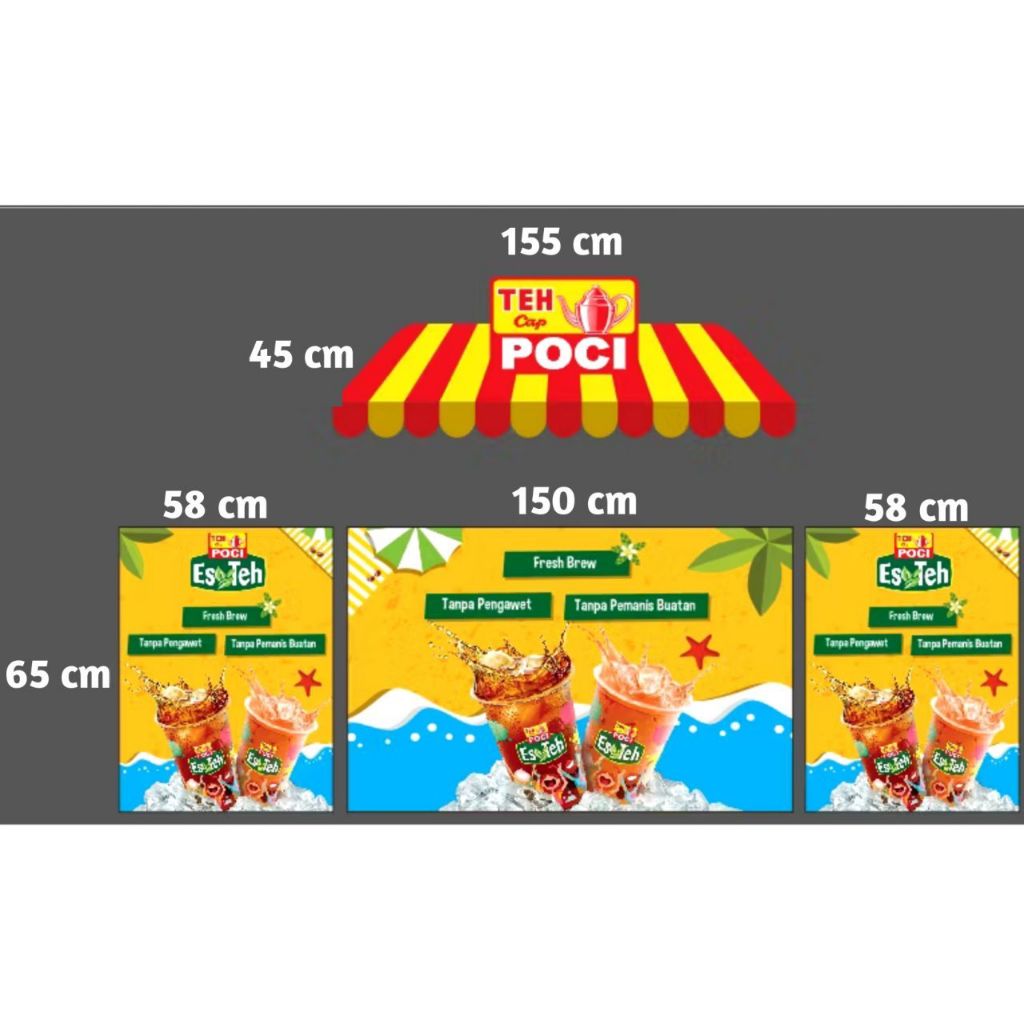 Jual custom banner booth / rombong es teh 1 paket ukuran sesuai gambar ...