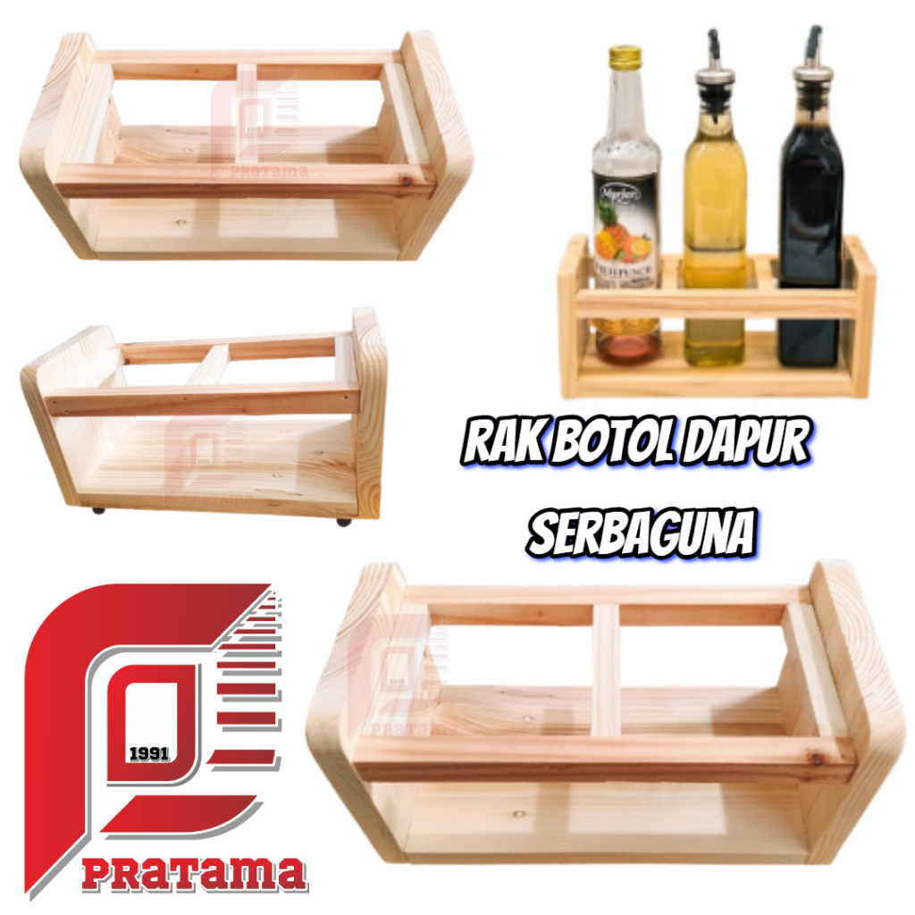 Jual Rak Botol Minyak Goreng Kayu Estentik Minimalis Sekat 2 Rak Dapur ...