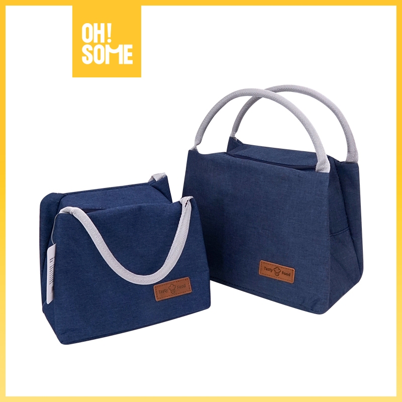 Jual OHSOME Tas Bekal Beilian Biru Gelap Besar Kecil | Shopee Indonesia