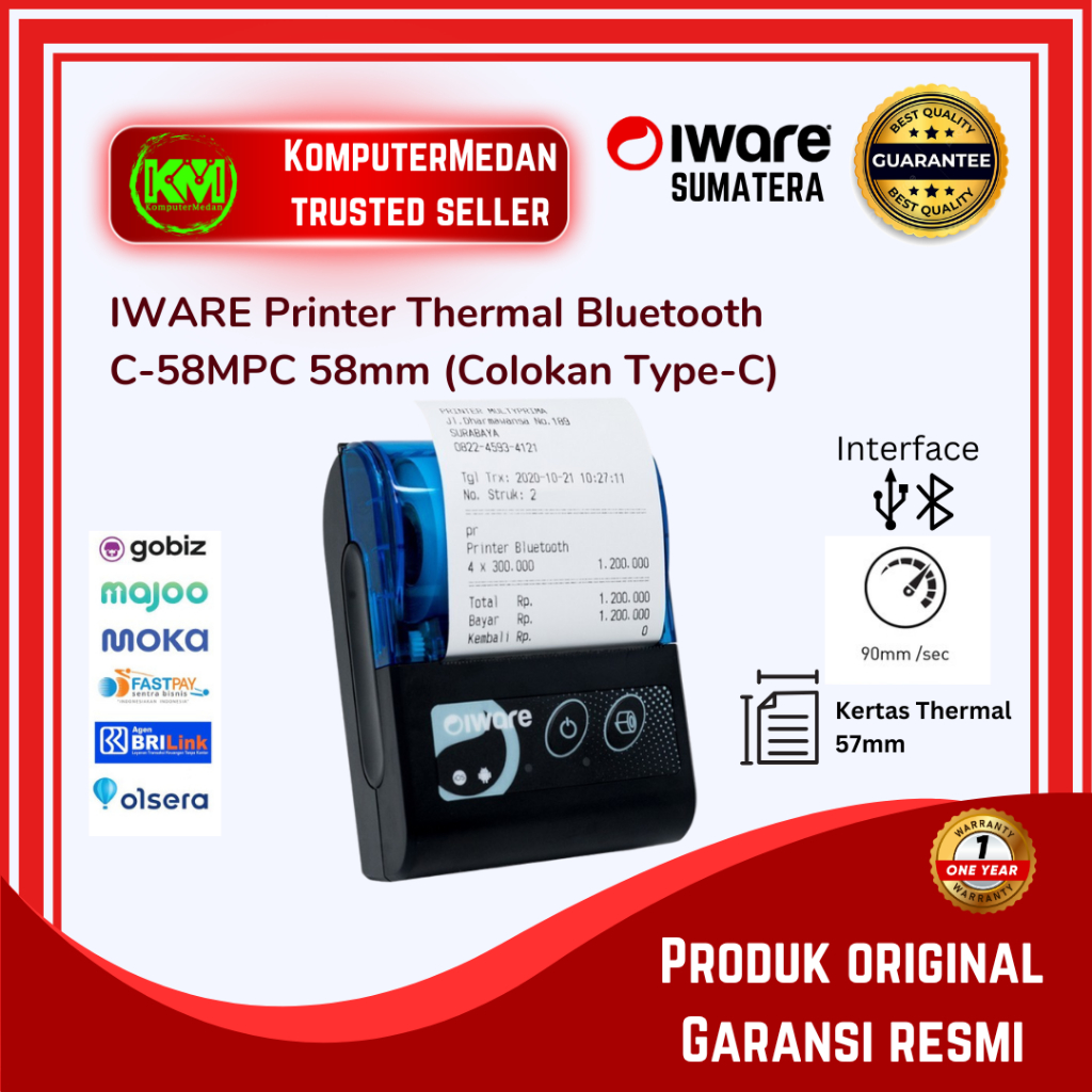 Jual IWARE Printer Thermal Bluetooth C-58MPC 58MPC C58MPC IW-58MPC 58mm ...