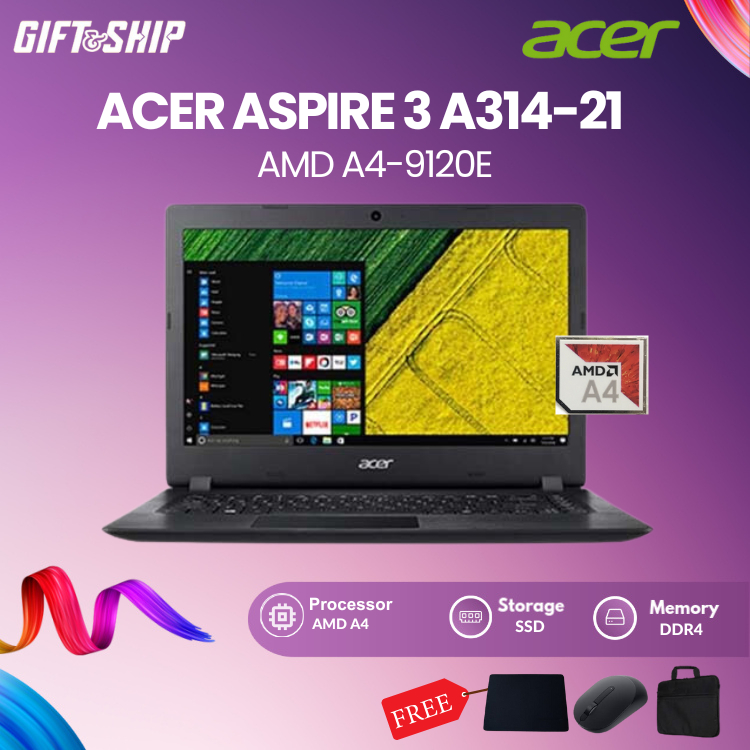 Jual ACER ASPIRE 3 A314-21 AMD A4/A9 [RAM 8GB/SSD 512GB] 14" INCH W 10 ...
