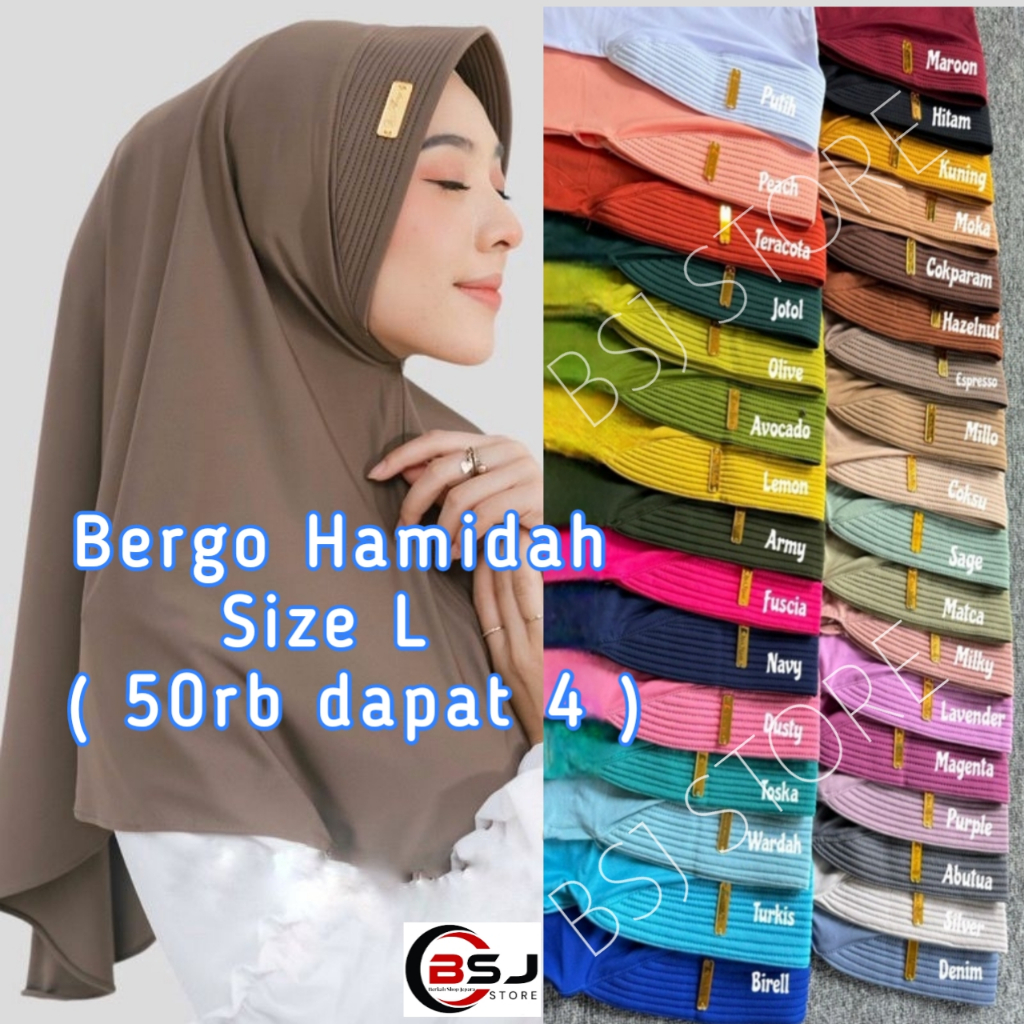 Jual Ukran L (50rb dapat 4pcs) BERGO HAMIDAH SIZE L LABEL BESI BY ZAKIA ...