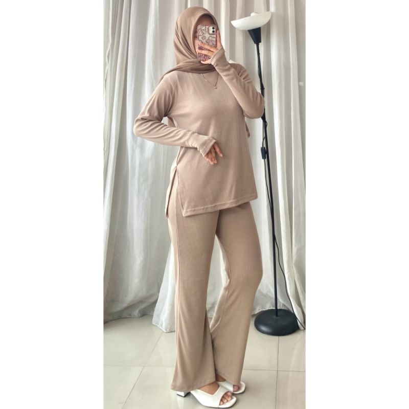 Jual RAHMS SET KNIT MODEL CUTBRAY | Setelan Wanita Ribbed Knit Premium ...