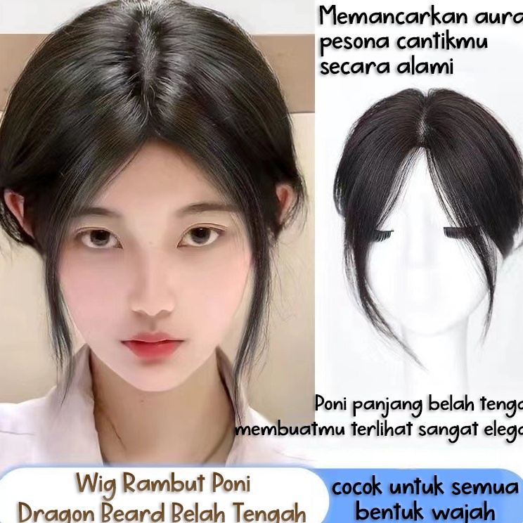 Jual Murah Keren Wig Rambut Belah Tengah Dragon Beard Berponi Wanita Korean Version Natural ...