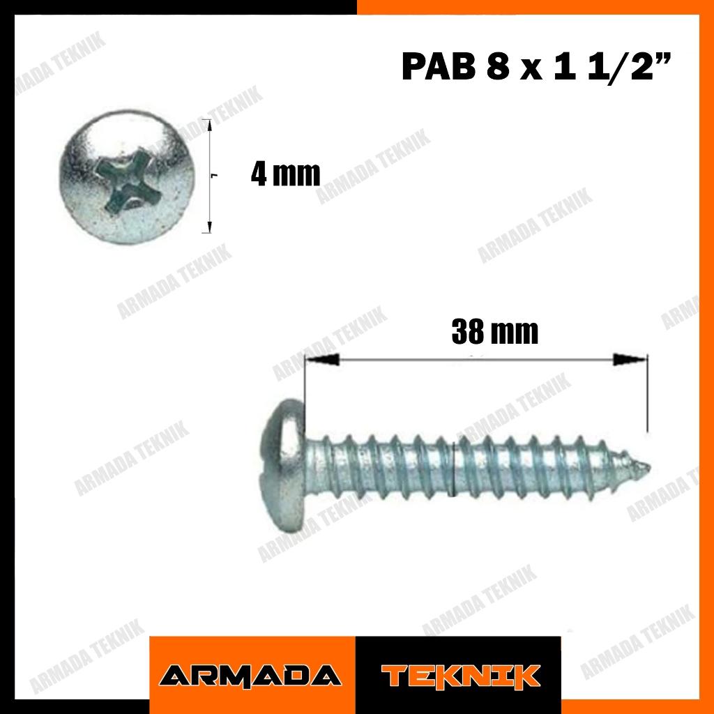 Jual LION Sekrup Skrup PAB 8 x 1 1/2 Tapping Screw Panjang 38 mm ...