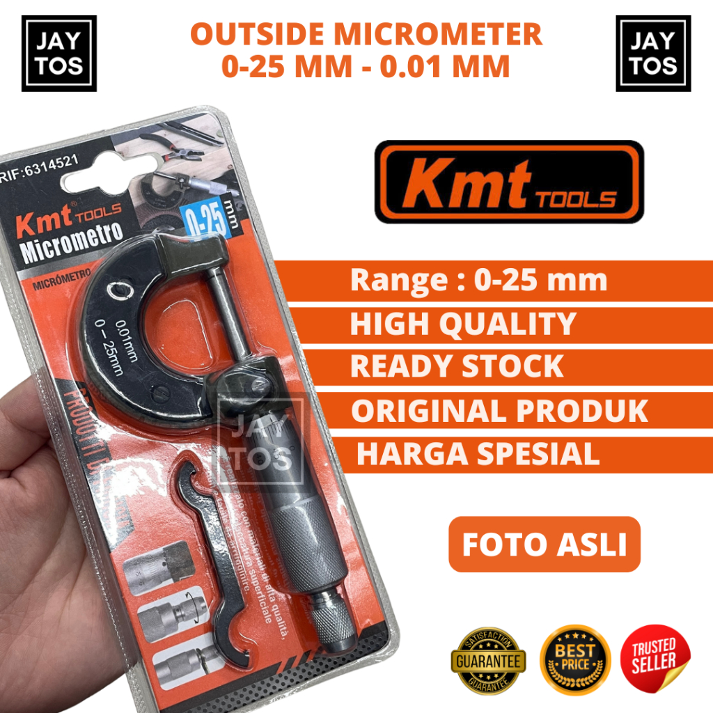 Jual KMT Tools Outside Micrometer 25 mm Alat Ukur Ketebalan Mikrometer ...