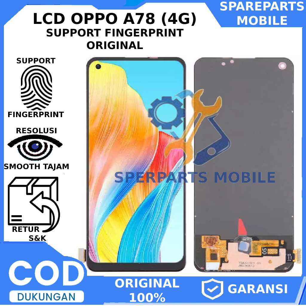 Jual LCD TOUCHSCREEN OPPO A78 (4G) ORIGINAL SUPPORT FINGERPRINT FULLSET ...
