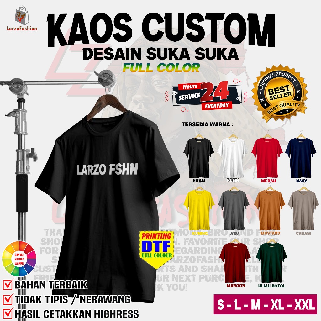Jual LARZO CUSTOM - KAOS SABLON SATUAN CUSTOM BISA REQUEST FOTO,GAMBAR,LOGO,NAMA,TULISAN KATA ...