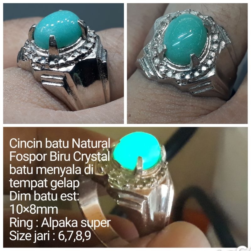 Jual Cincin Batu Fospor Biru Batu menyala di tempat gelap D 10mm ...