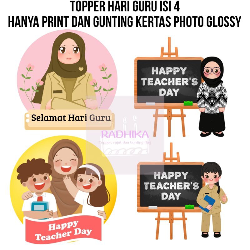 Jual Topper selamat hari guru isi 4 happy teacher day | Shopee Indonesia