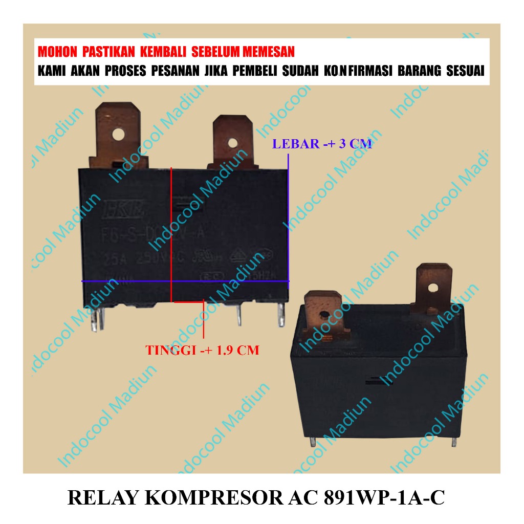 Jual RKA891 RILAI / RELAY AC / RELAY KOMPRESOR AC 891WP-1A-C | Shopee ...