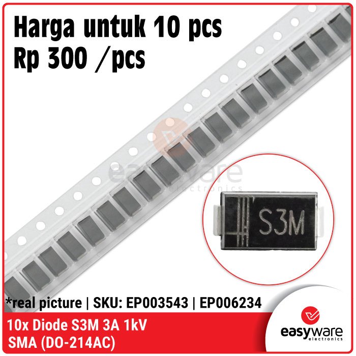 Jual 10x Diode S3M 3A 1kV SMA DO-214AC Dioda S3M S3MA SMD SMT 3A | Shopee Indonesia