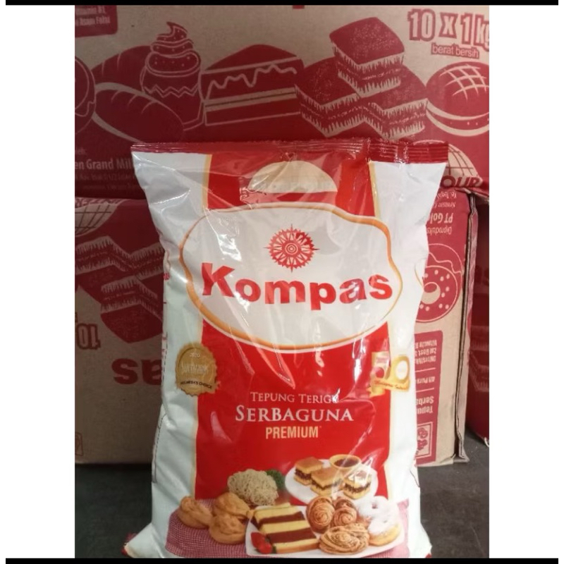 Jual Tepung Terigu KOMPAS 1KG KARTON | Shopee Indonesia