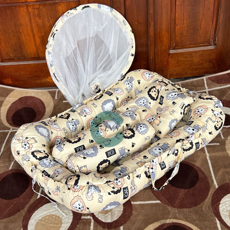 Jual 𝑪𝒊𝒏𝒏𝒂𝒎𝒐 - Baby Nest Set Kasur Bayi Kelambu Serut Set Bantal Guling ...