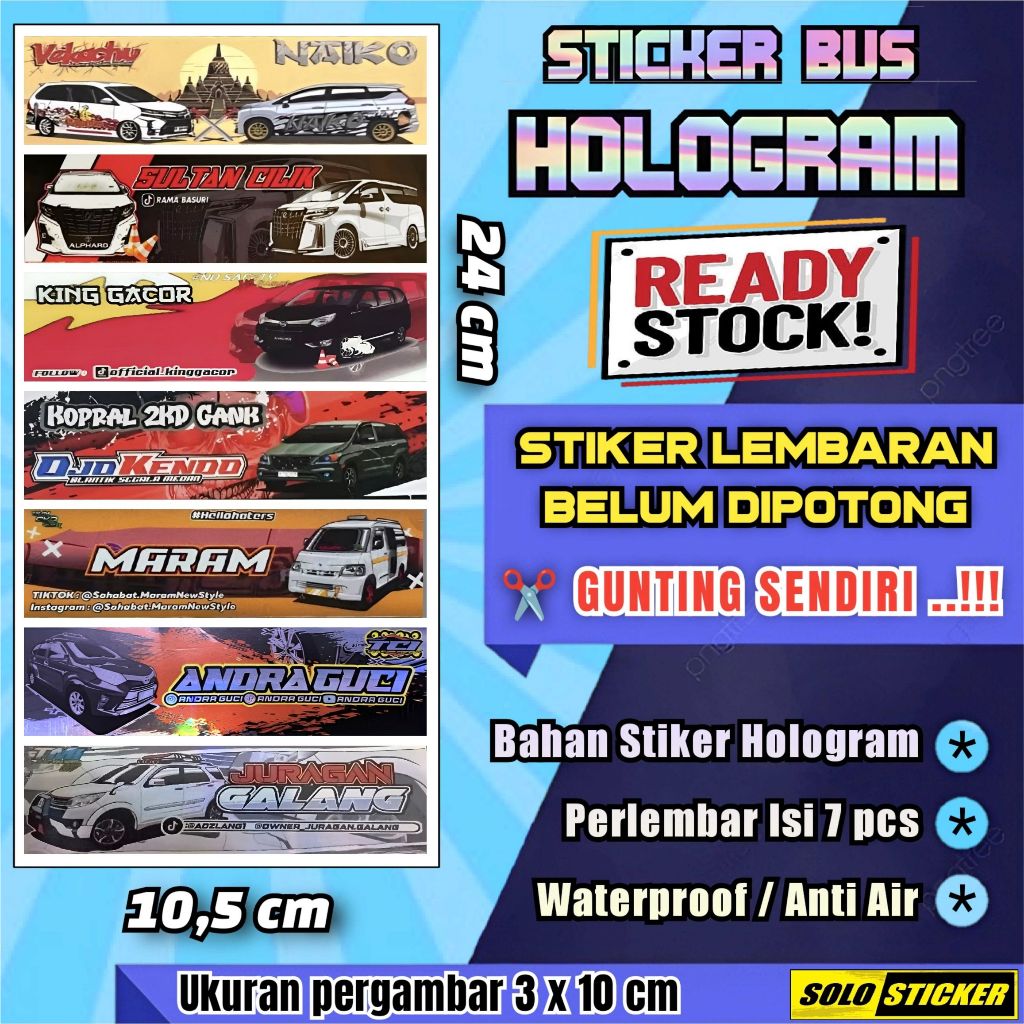 Jual Stiker TCI Mobil Basuri Panjang Hologram Lembaran Isi 7pc | Shopee ...