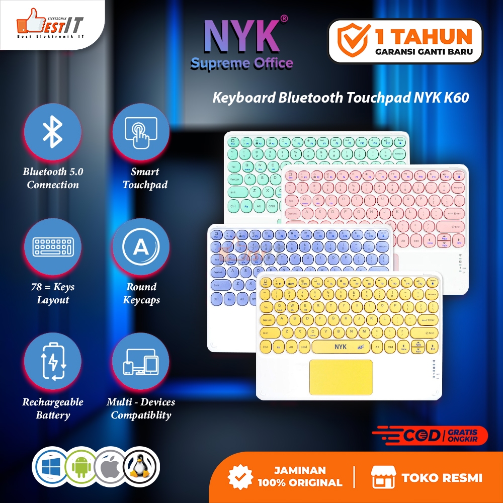 Jual Keyboard Bluetooth 5.0 Touchpad NYK K60 | Shopee Indonesia