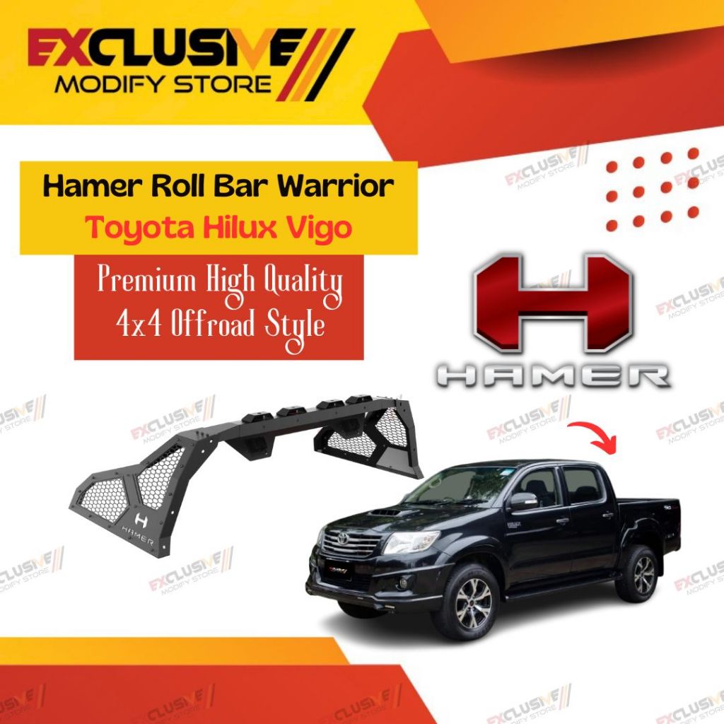 Jual ROLL BAR TOYOTA HILUX VIGO PREMIUM IMPORT 4X4 OFFROAD STYLE DOUBLE ...