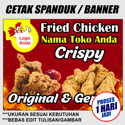 Jual spanduk banner fried chicken benner ayam geprek custom | Shopee ...