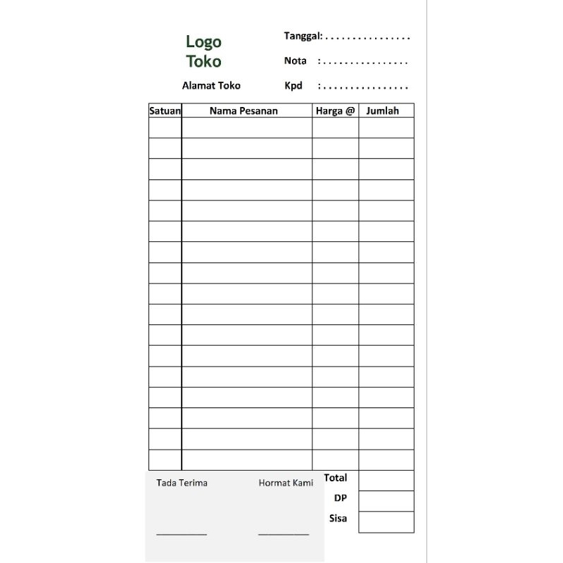 Jual Satu Paket/ 1 Rim Nota 1/3 Folio. Dapat 15 Buku, 1 Bukunya isi 100 ...