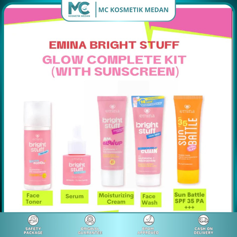 Jual Emina Glow Complete Kit Bright Stuff Isi 5in1-(face wash 50ml ...